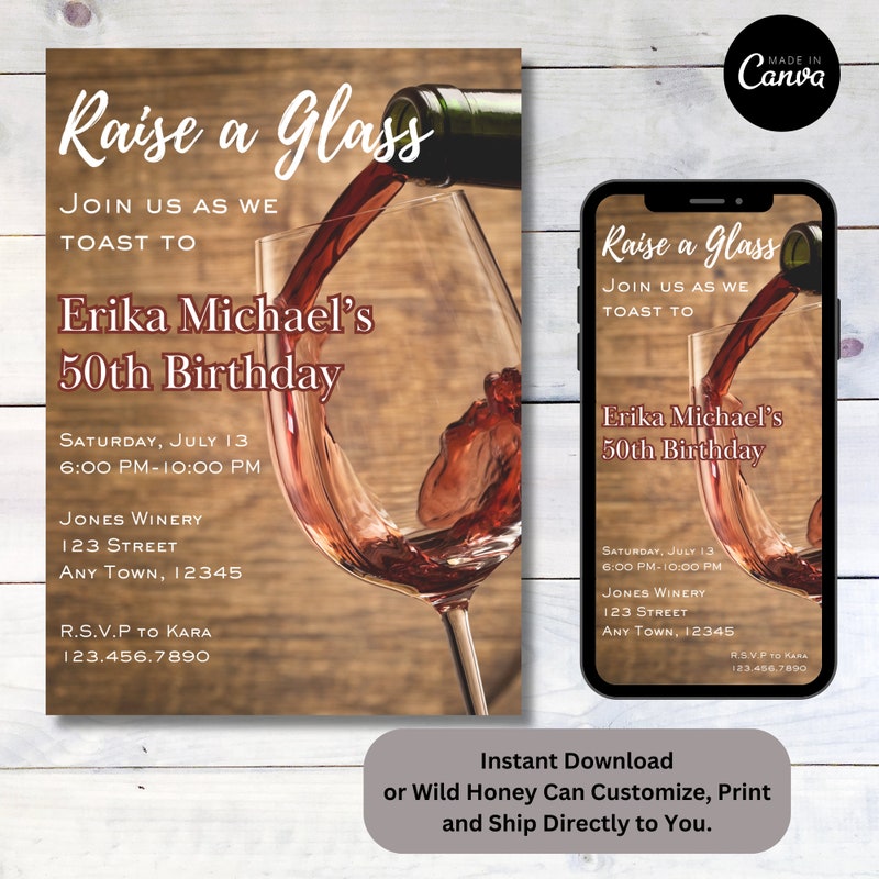 Wine Birthday Invitations - Etsy