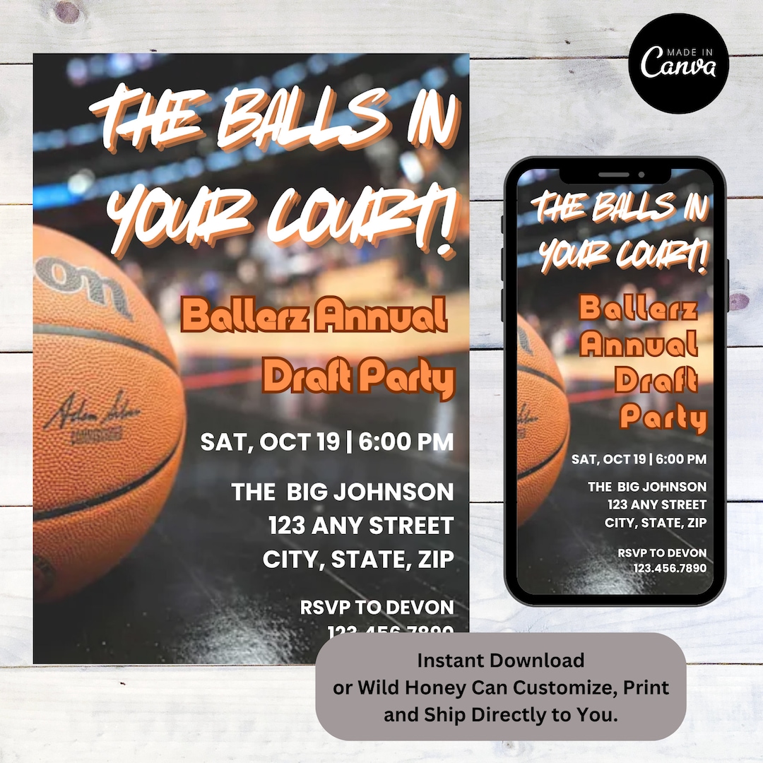 Editable Fantasy Basketball Draft Party Customizable Digital and Print ...