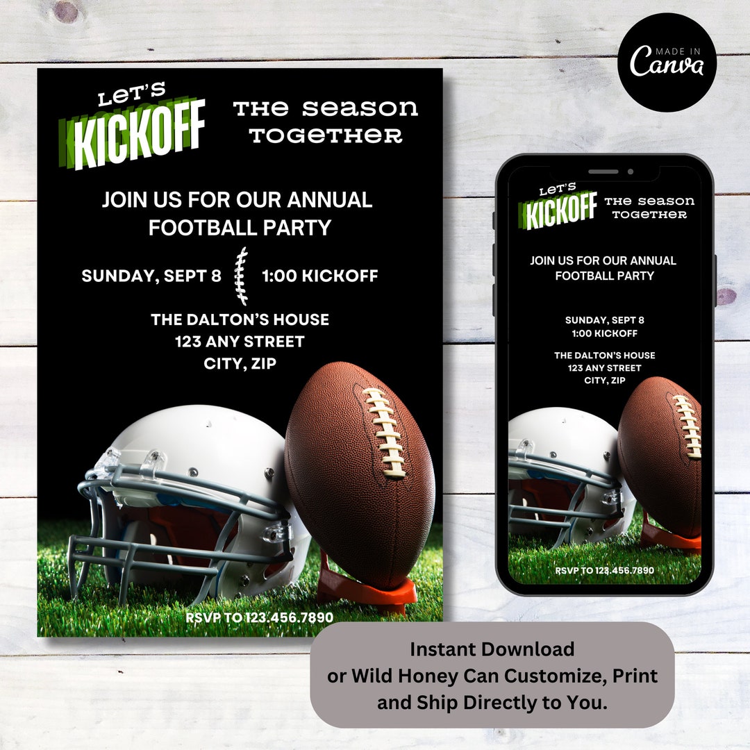 Customizable Football Kickoff Party Fantasy Football Draft High School ...