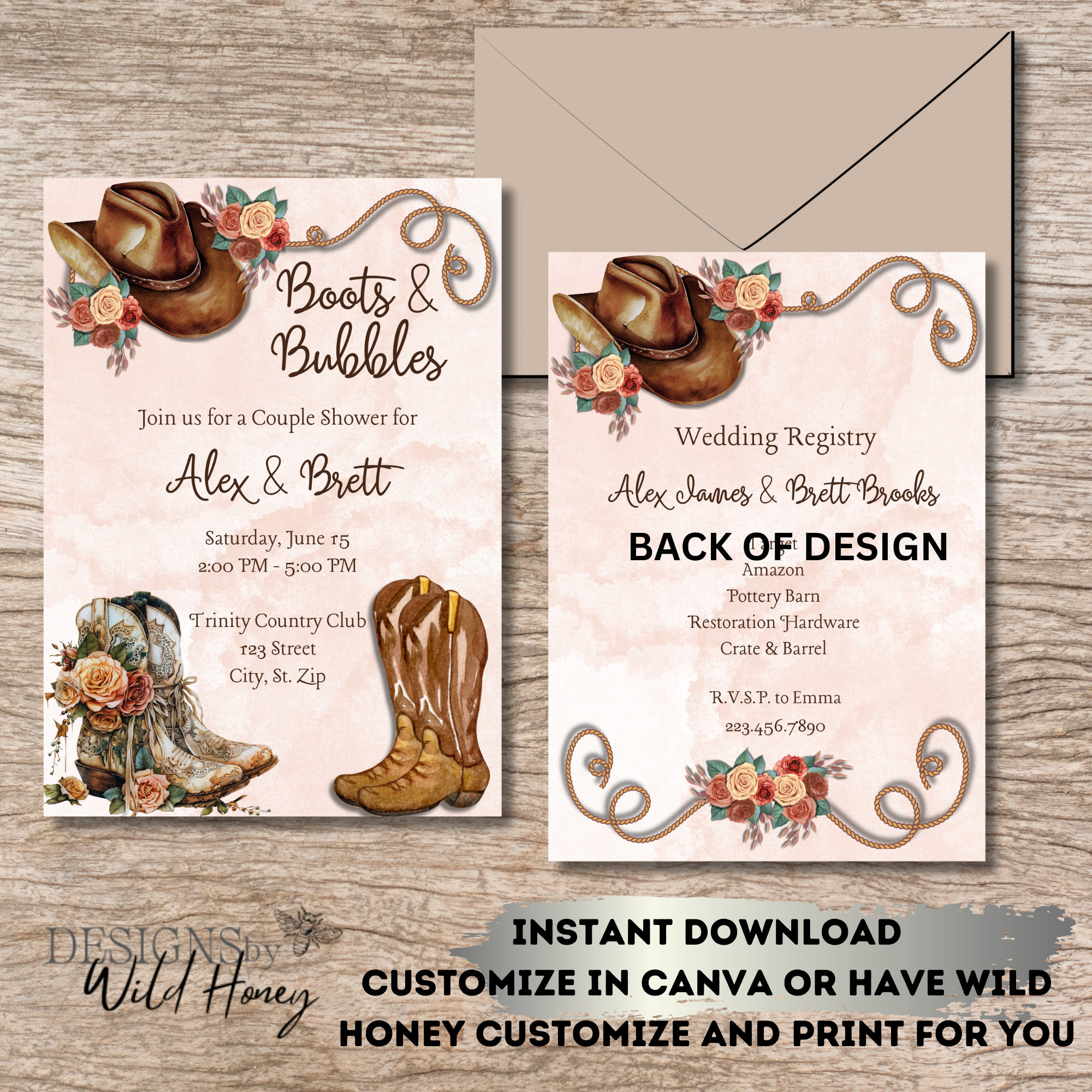 Boots and Bubbles Couple Bridal Shower, Western Theme, Cowboy Champagne ...