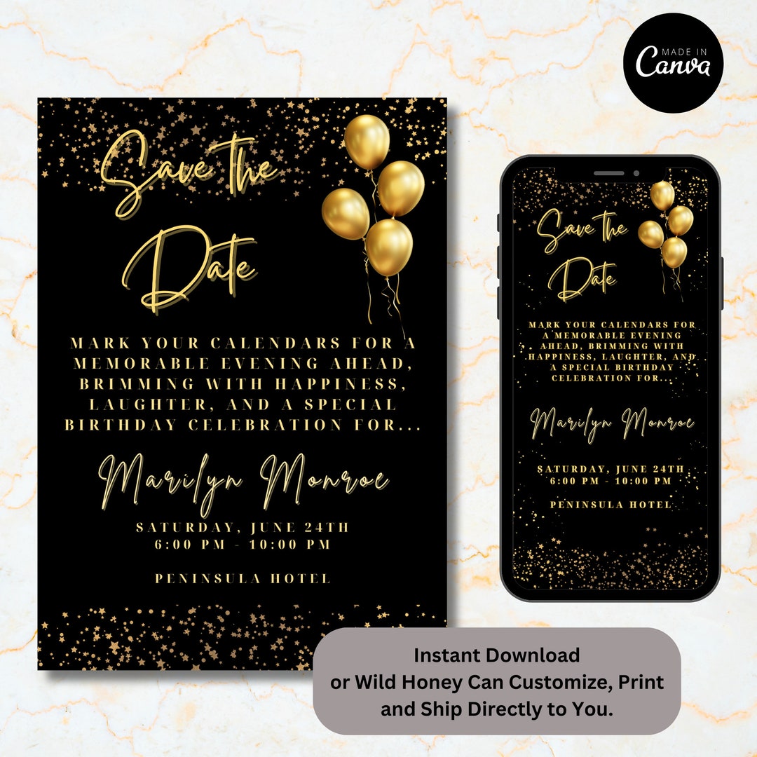 Save the Date Special Occasion Glamour Elegant A Night to Remember ...