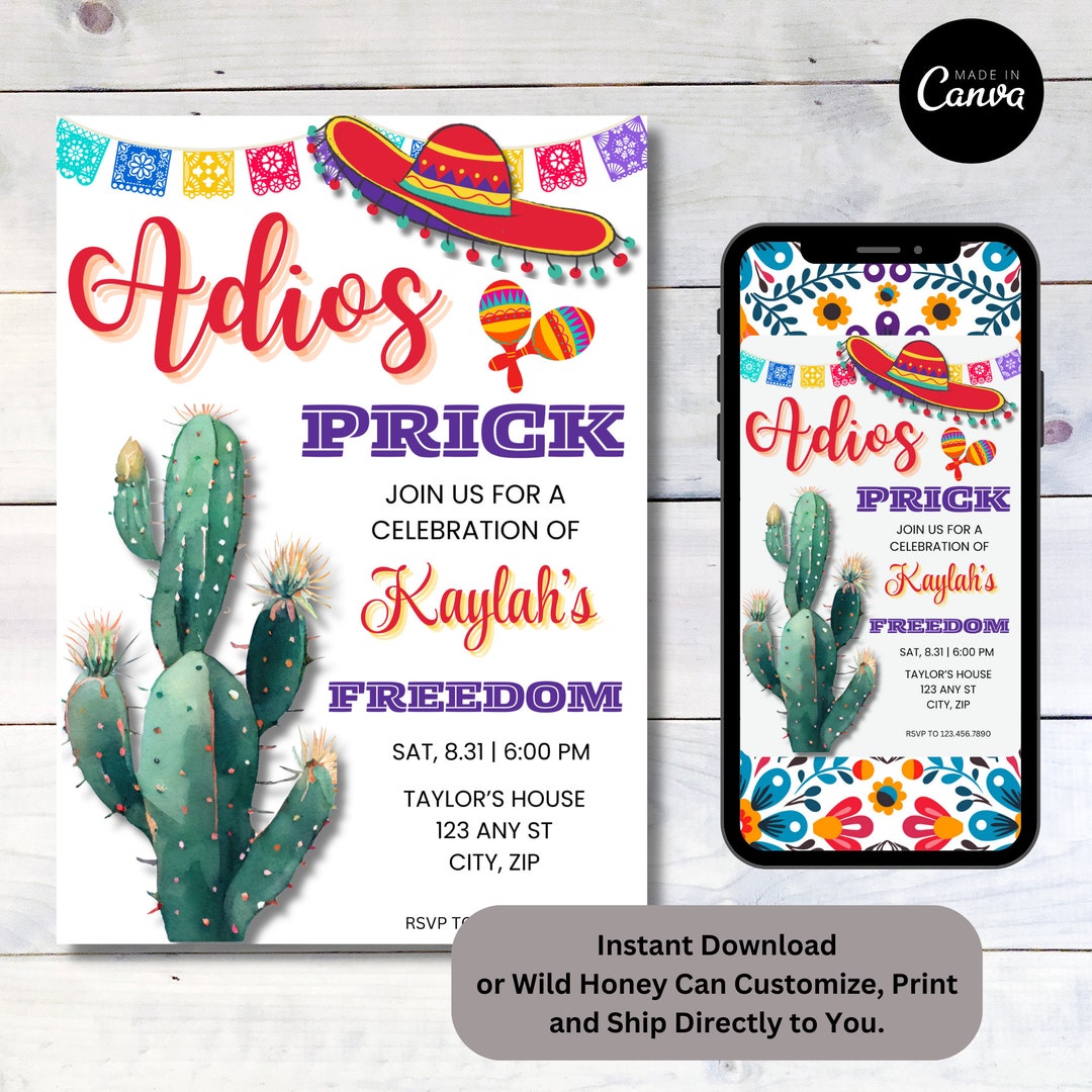 Customizable Divorce Ladies Party Adios Prick Fun Fiesta Mexican Theme ...