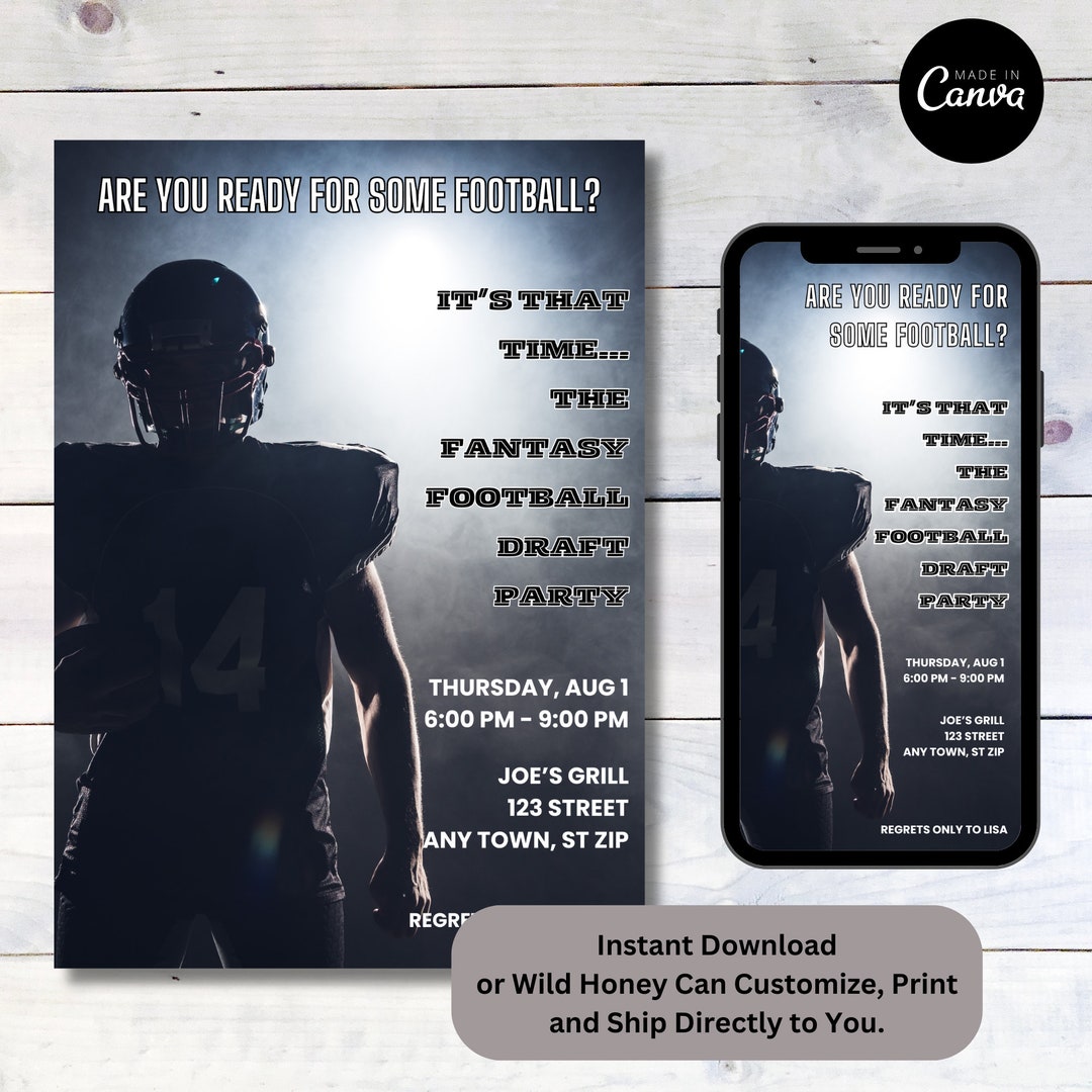 Editable Fantasy Football Draft Party Customizable Digital and Print ...
