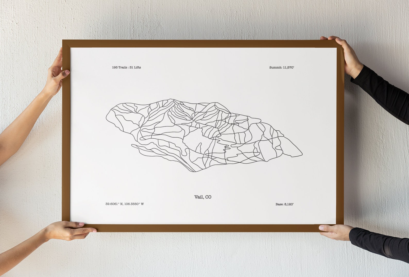 Vail Ski Map, Vail Ski Trail Map, Vail, Vail CO, Vail Resort - Etsy