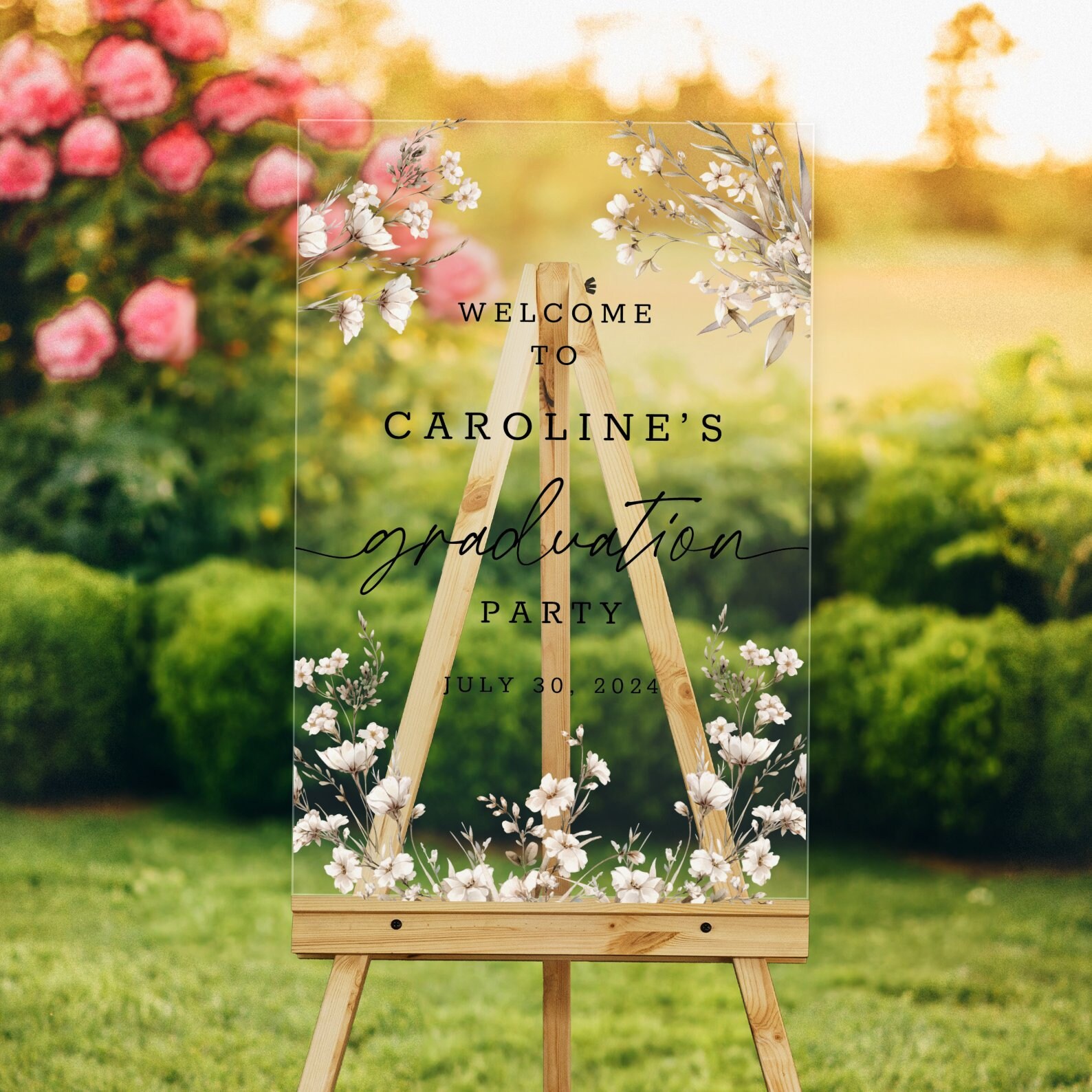 Graduation Party Sign, Floral Graduation Sign, Welcome Graduation Sign ...