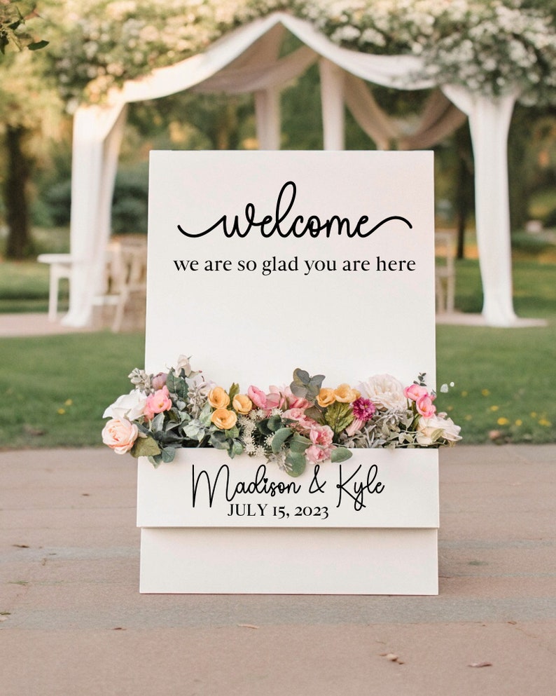 Flower Box Welcome Sign, Wedding Welcome Sign, Flower Box Personalized ...