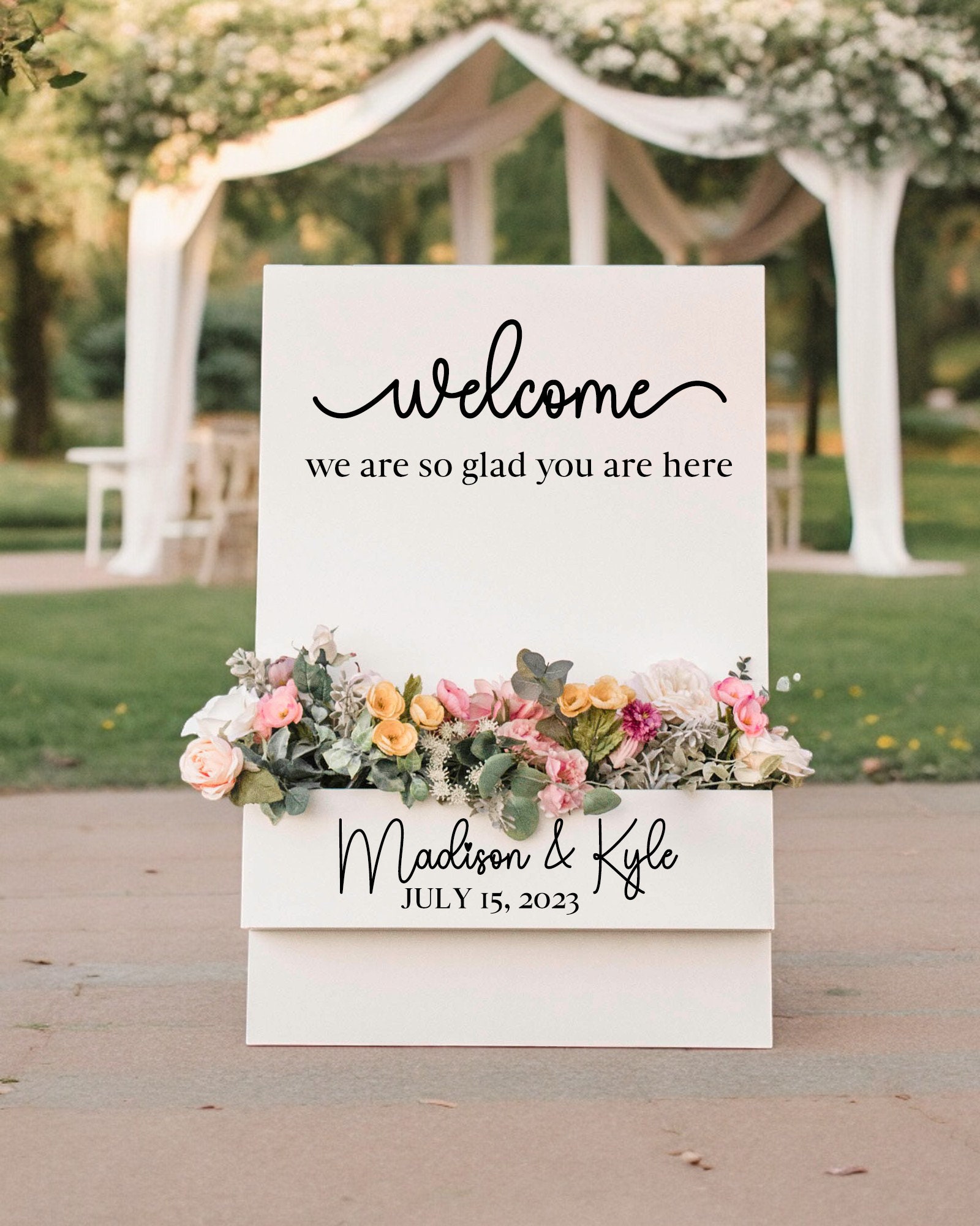 Flower Box Welcome Sign, Wedding Welcome Sign, Flower Box Personalized ...