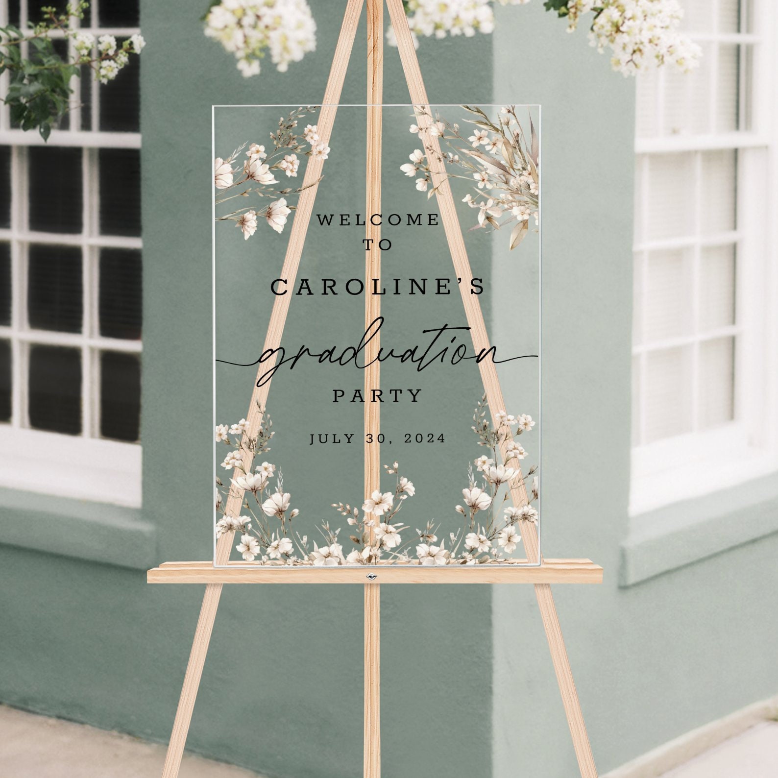 Graduation Party Sign, Floral Graduation Sign, Welcome Graduation Sign ...