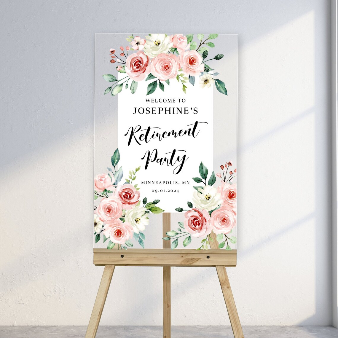 Retirement Party Welcome Sign, Floral Retirement Party Sign, Retirement ...