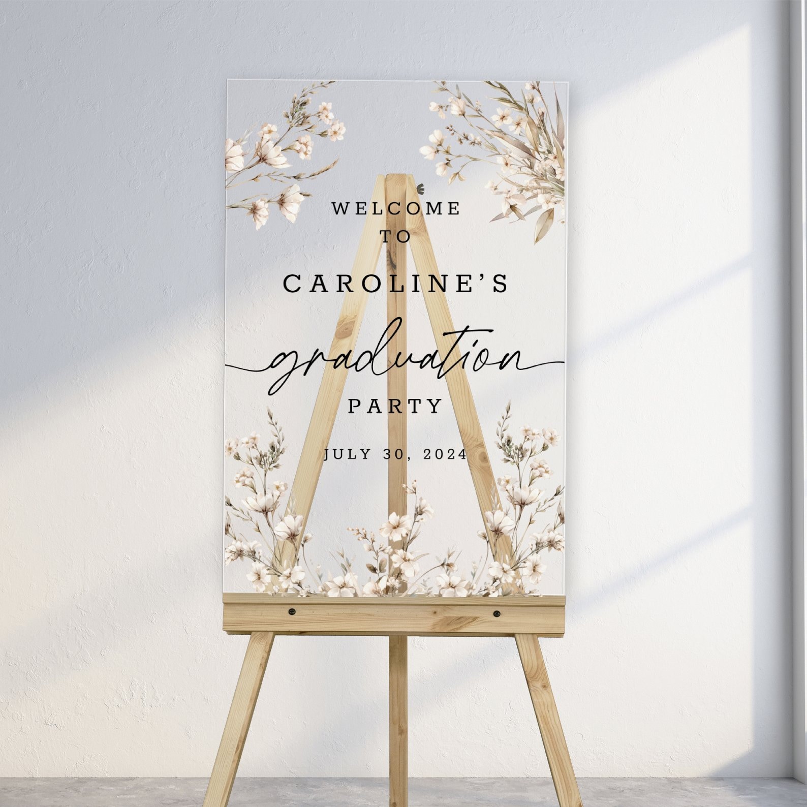 Graduation Party Sign, Floral Graduation Sign, Welcome Graduation Sign ...