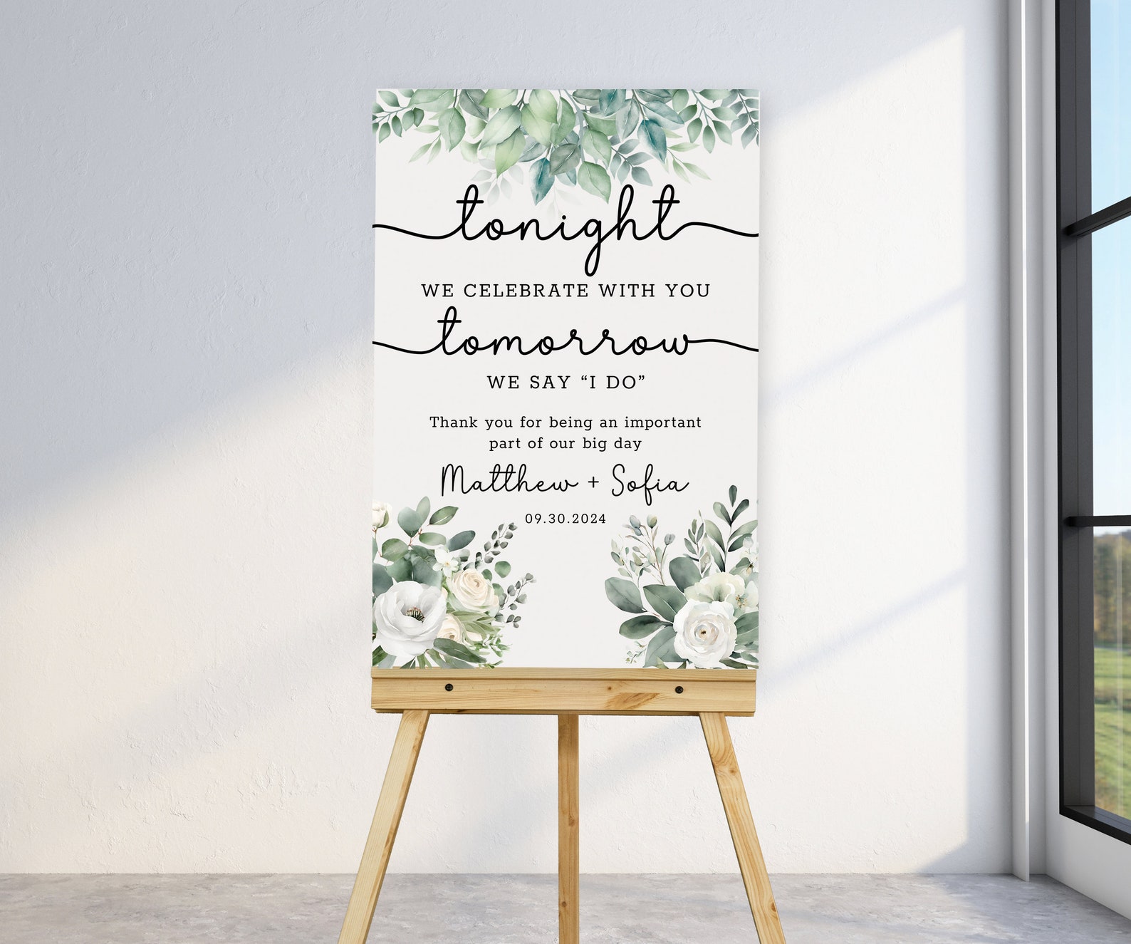 Rehearsal Dinner Welcome Sign, Greenery the Night Before Foam Board ...