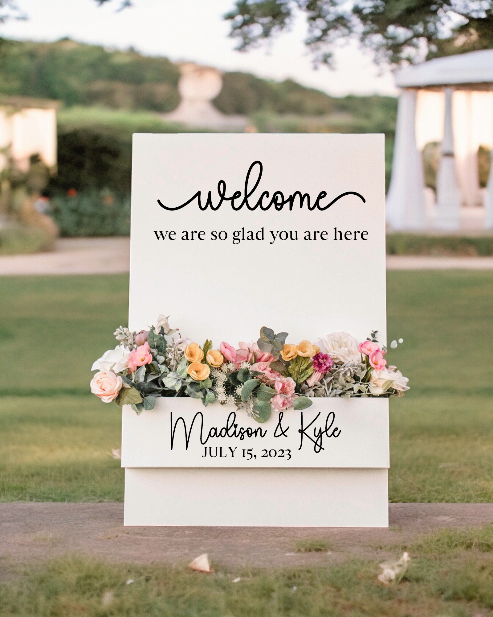 Flower Box Welcome Sign, Wedding Welcome Sign, Flower Box Personalized ...