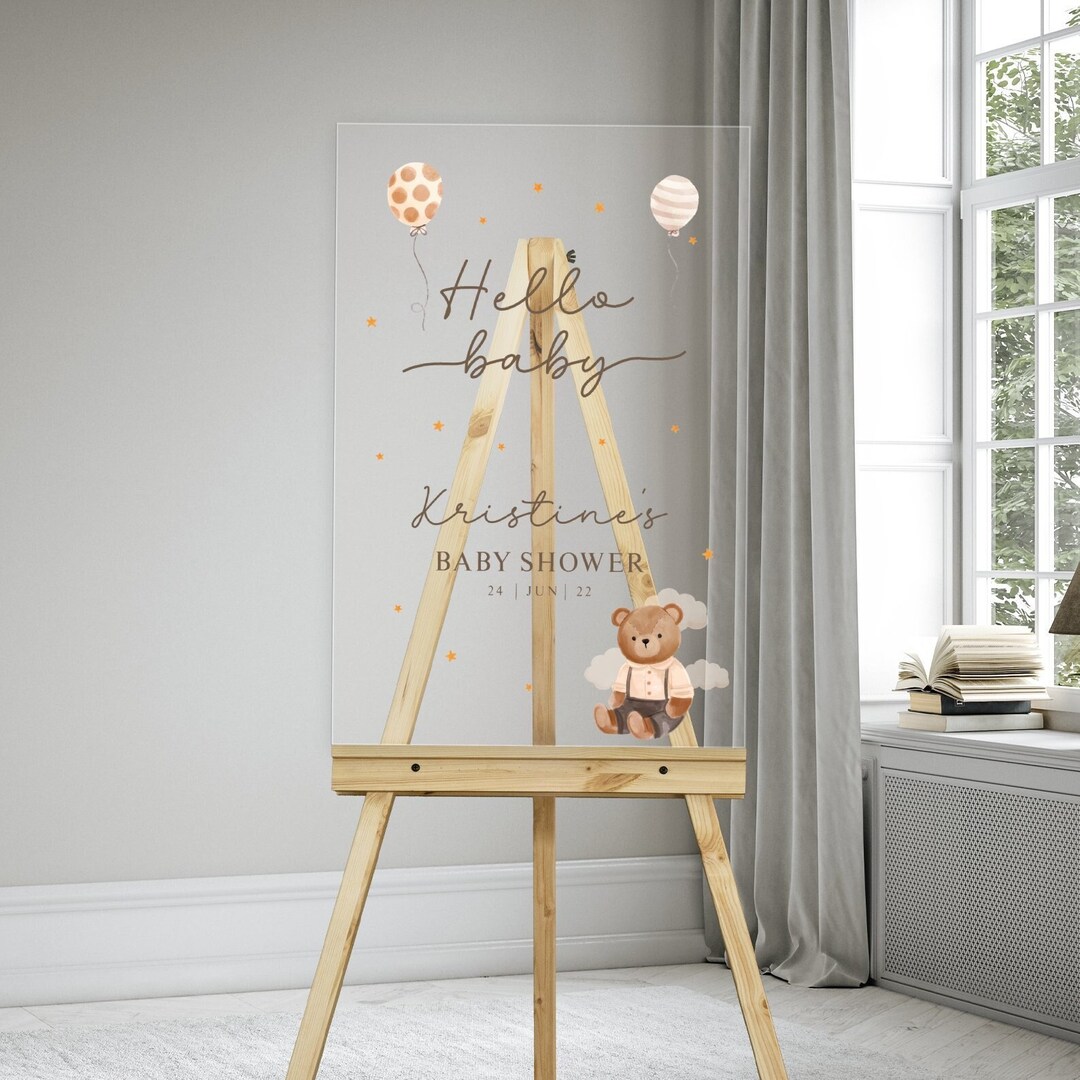 Hello Baby Acrylic Sign, Baby Shower Welcome Sign, Baby Shower Acrylic ...
