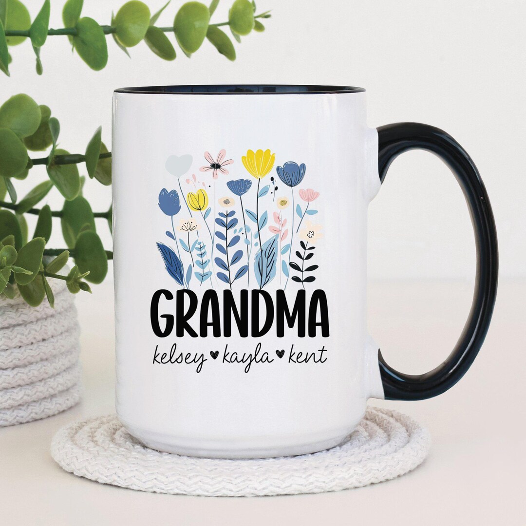 Personalized Grandma Coffee Mug, Grandma Cup With Grandkids Names ...