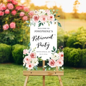 Retirement Party Welcome Sign, Floral Retirement Party Sign, Retirement ...