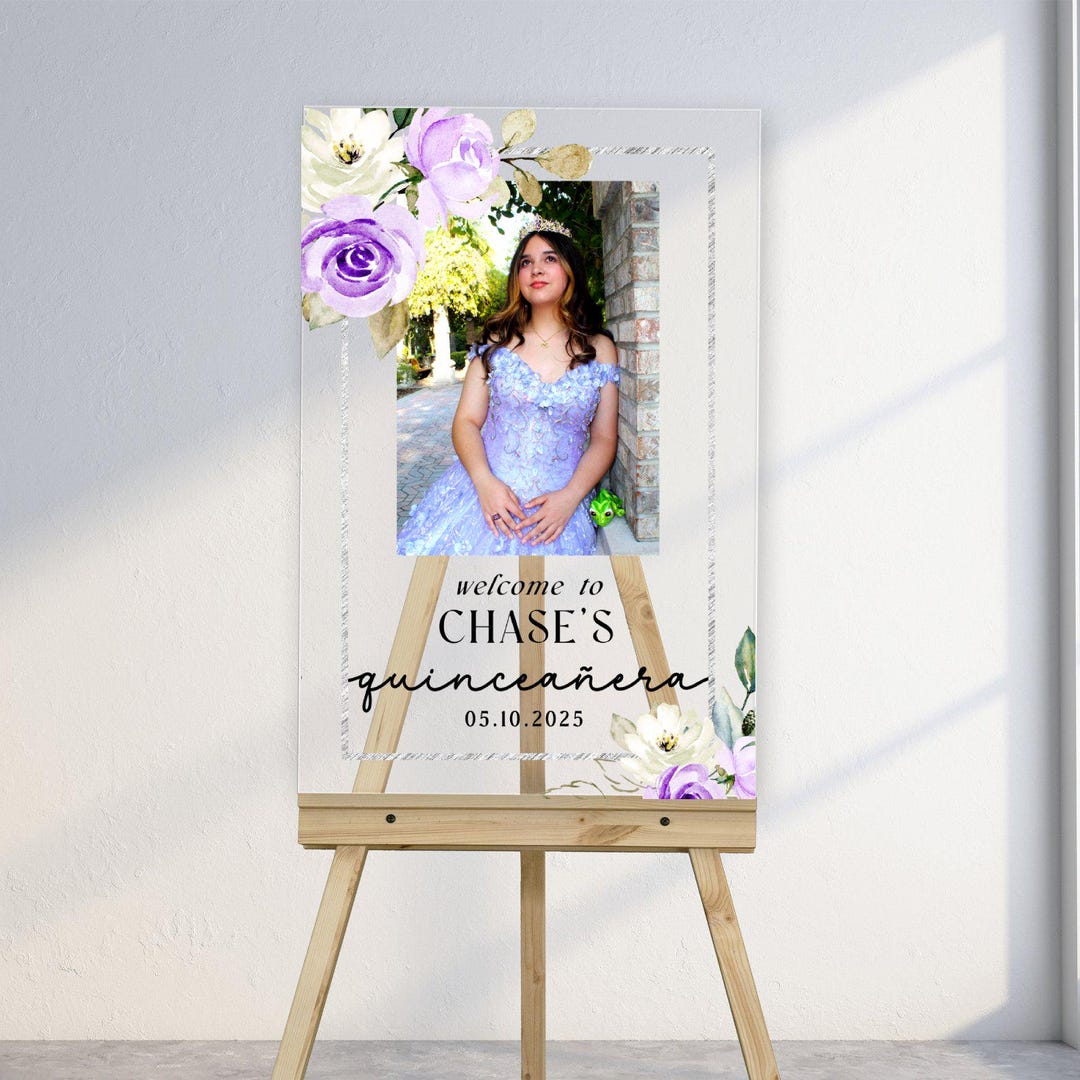 Purple Quinceañera Welcome Sign, Quinceañera Sign Entrance Decorations ...