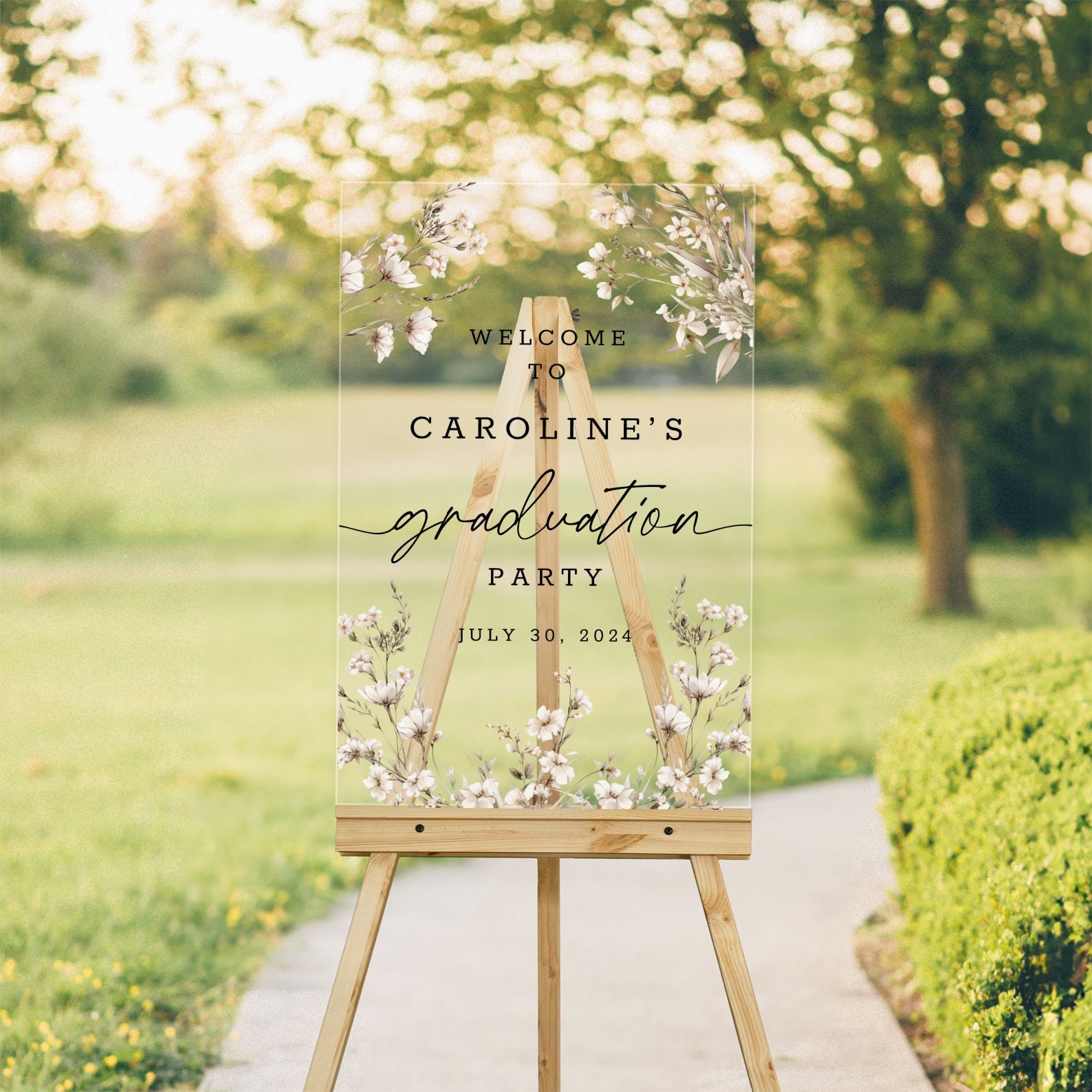 Graduation Party Sign, Floral Graduation Sign, Welcome Graduation Sign ...