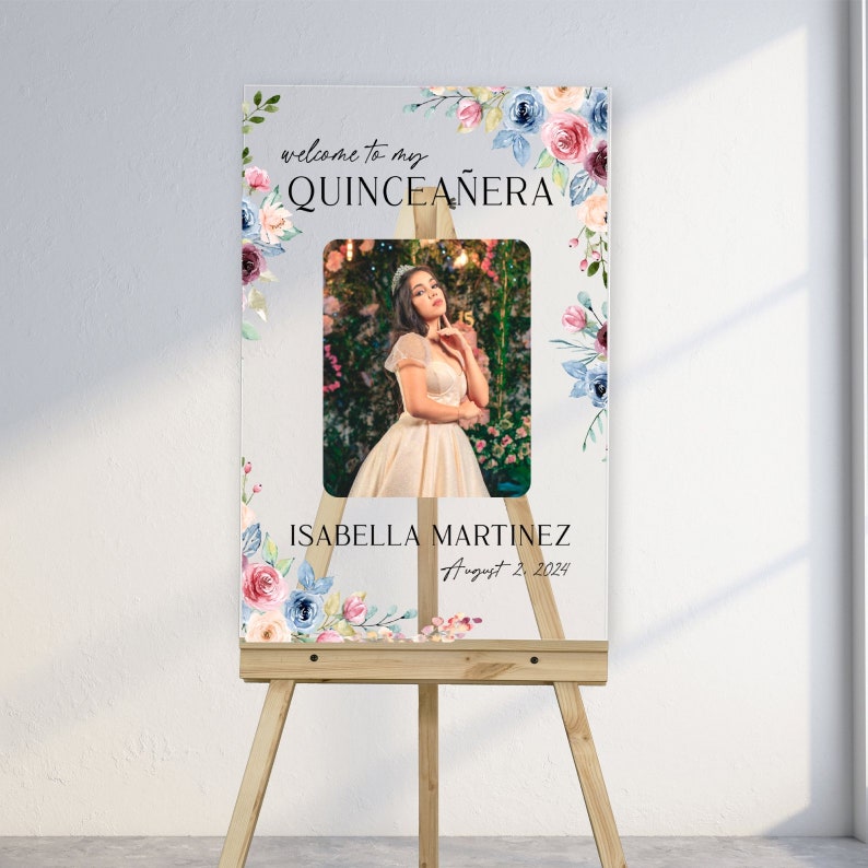 Quinceañera Sign With Photo, Quinceañera Welcome Sign, Quinceañera Sign ...
