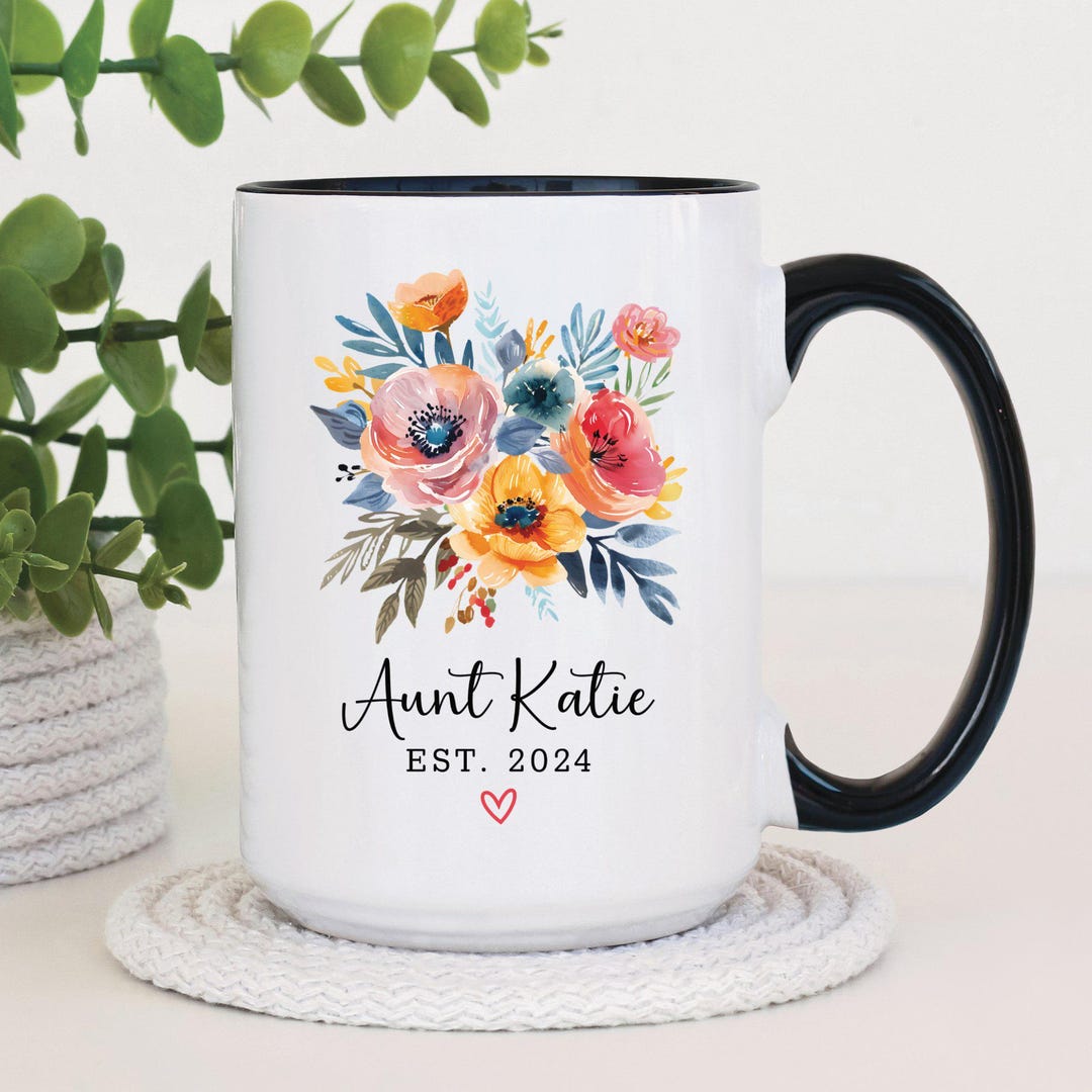 Auntie Floral Mug, Aunt Gift Personalized, Aunt Cup, Gift for Aunt From ...