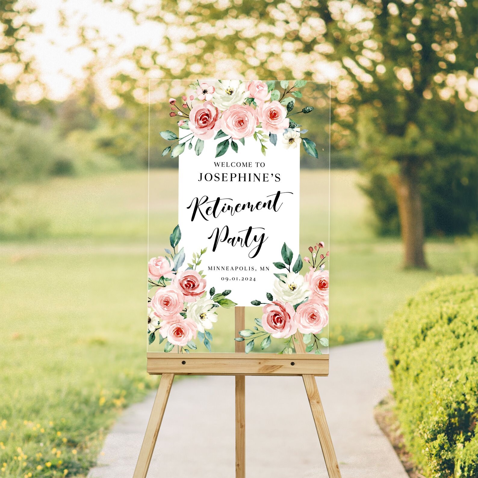 Retirement Party Welcome Sign, Floral Retirement Party Sign, Retirement ...