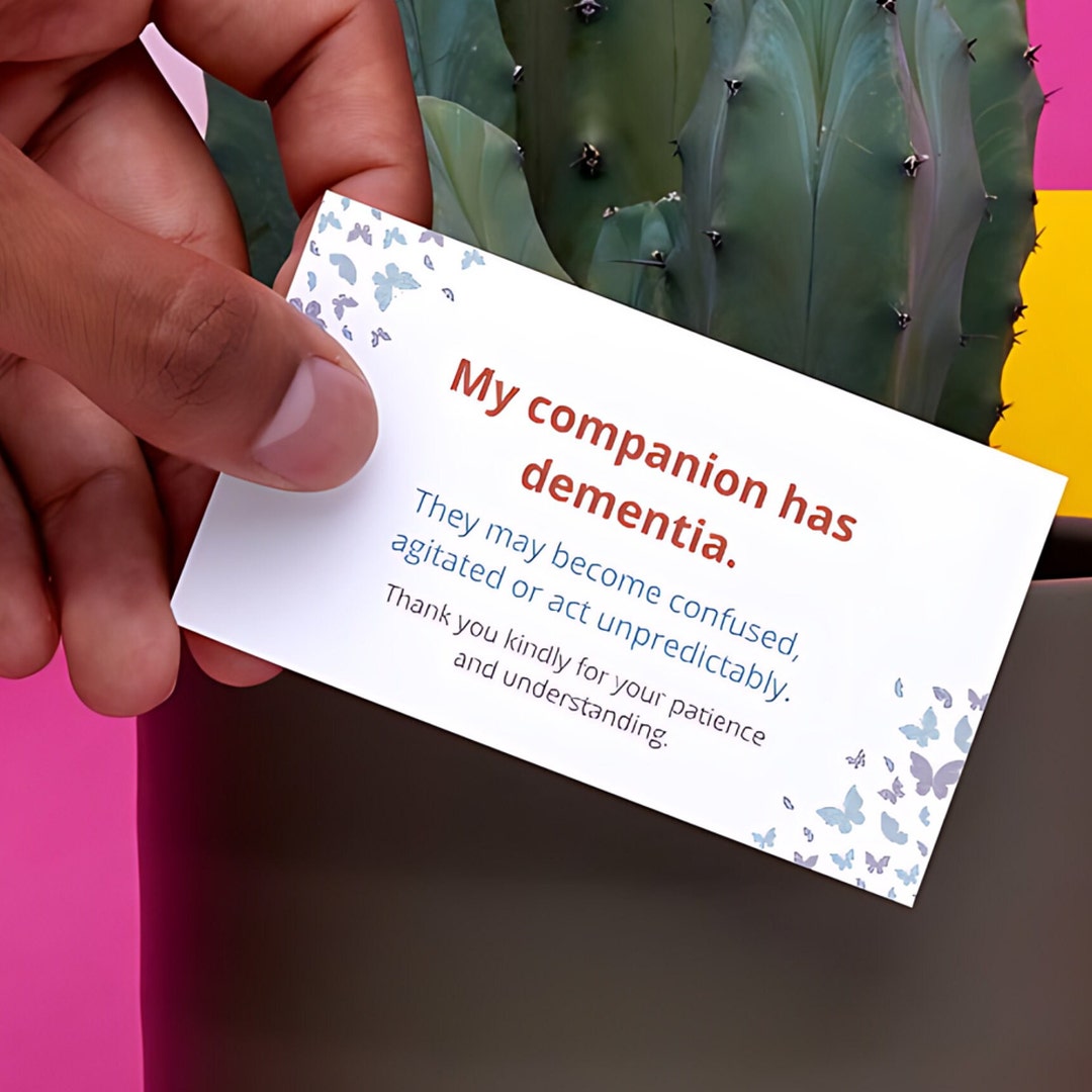 Caregiver Companion Card DIGITAL FILE Butterflies, Companion, Dementia ...