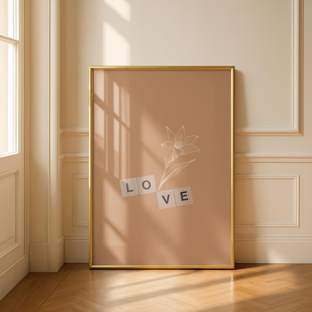 LOVE Wall Art Print, Wooden Blocks, Line Flower (digital Download) - Etsy