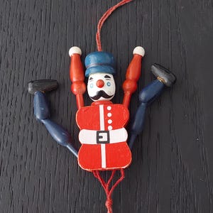 Vintage Wooden Pull String Soldier Toy With Segmented Arms & Legs ...