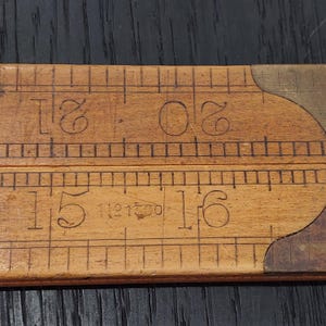 Vintage Boxwood Timber and Brass Rabone Folding Rulers, Made in England ...