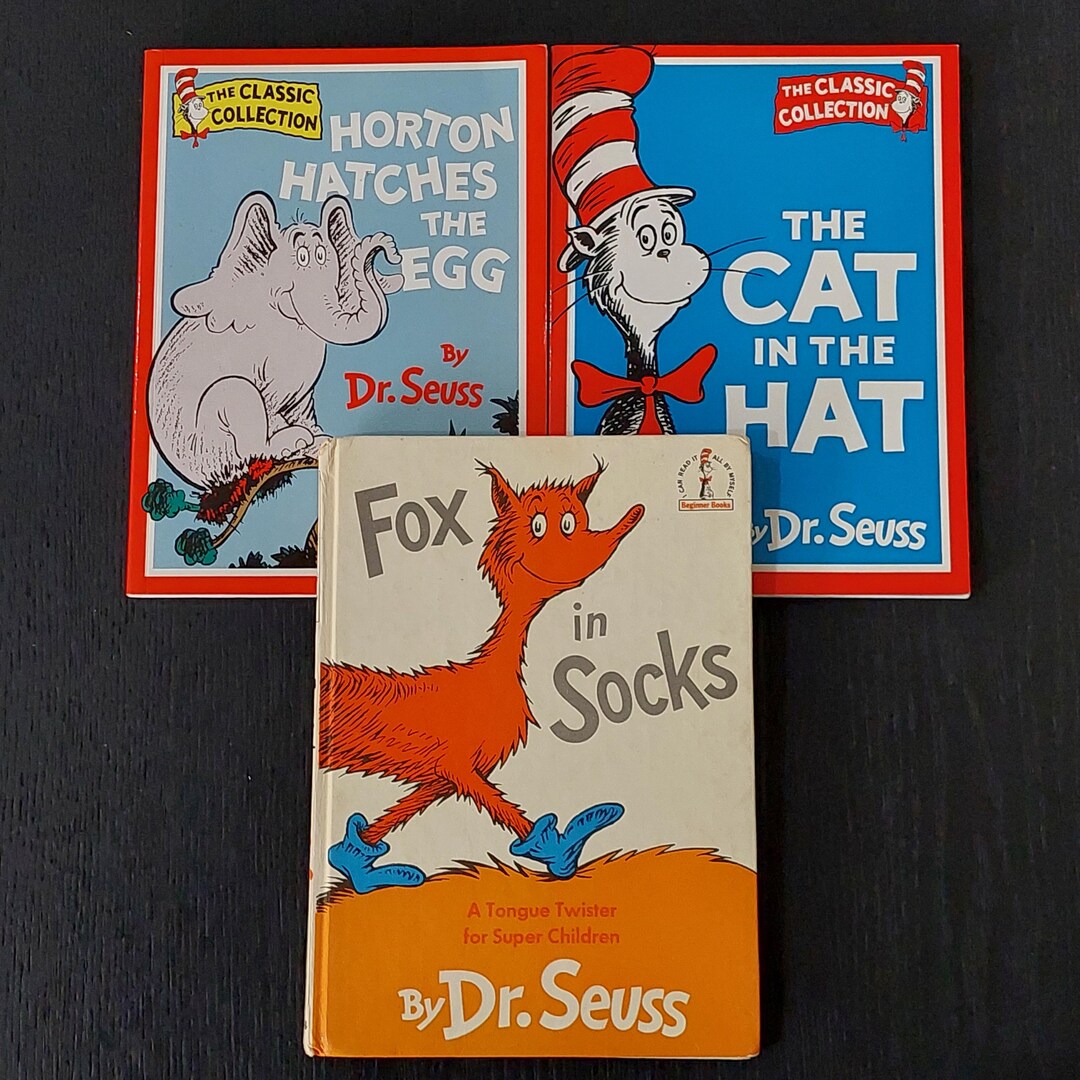 Vintage Dr Seuss Books, the Cat in the Hat, Horton Hatches the Egg, Fox ...