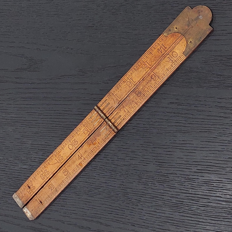 Vintage Boxwood Timber and Brass Rabone Folding Rulers, Made in England ...