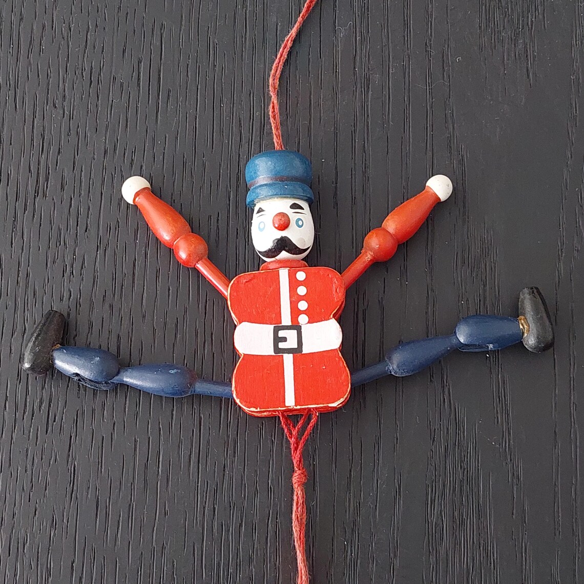 Vintage Wooden Pull String Soldier Toy With Segmented Arms & Legs ...