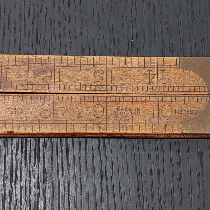 Vintage Boxwood Timber and Brass Rabone Folding Rulers, Made in England ...