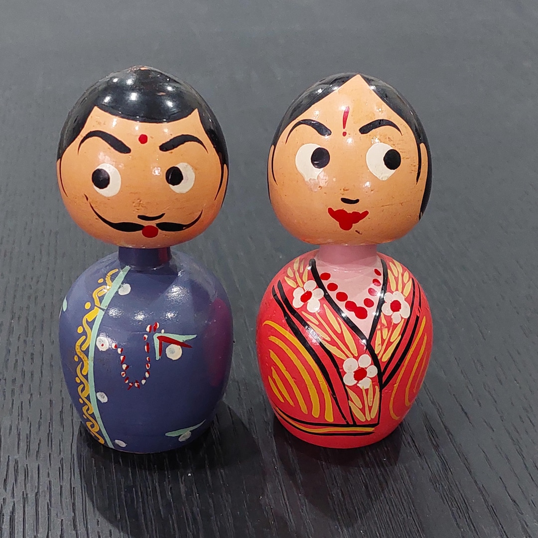Vintage Traditional Indian Couple Bobble Head Toys, Made in India - Etsy