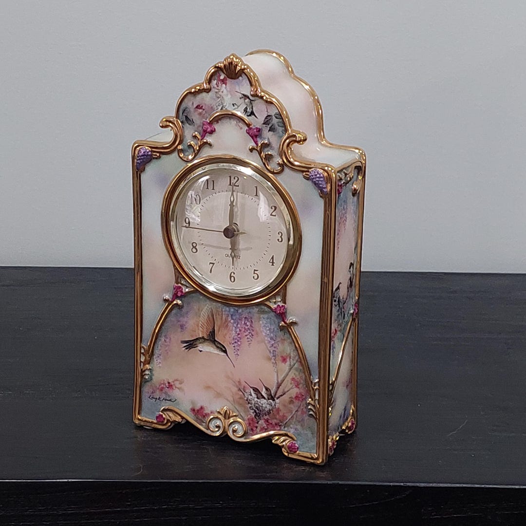 Vintage 2001 Limited Edition garden Whispers Heirloom Porcelain Clock ...