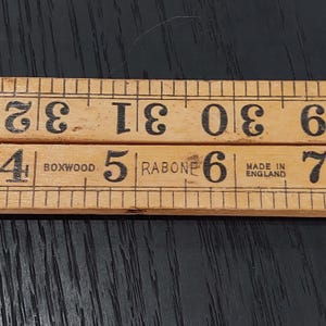 Vintage Boxwood Timber and Brass Rabone Folding Rulers, Made in England ...