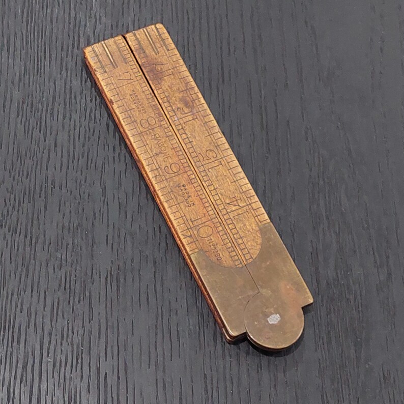 Vintage Boxwood Timber and Brass Rabone Folding Rulers, Made in England ...