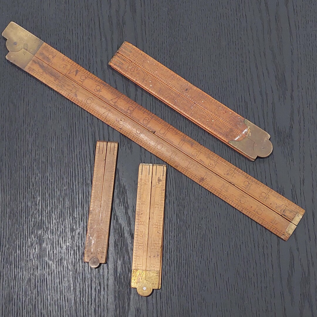 Vintage Timber and Brass Folding Rulers and Carpenter's Square - Etsy