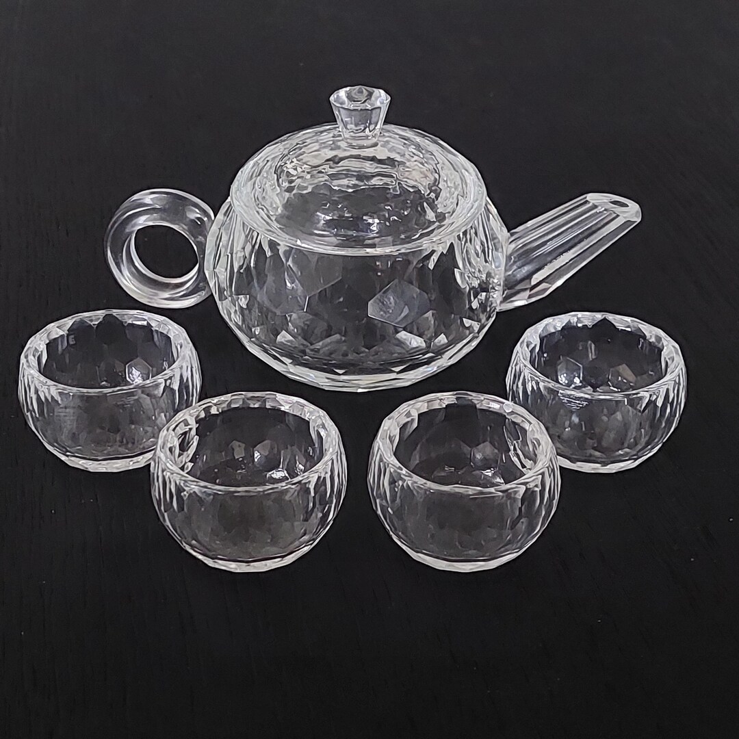 Vintage Miniature Glass Japanese Style Teapot and Four Cup Set - Etsy