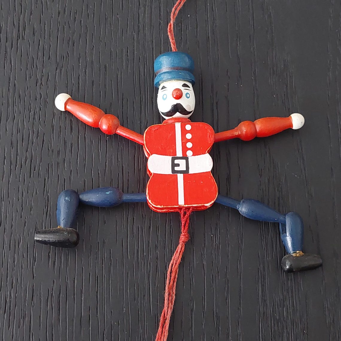 Vintage Wooden Pull String Soldier Toy With Segmented Arms & Legs ...