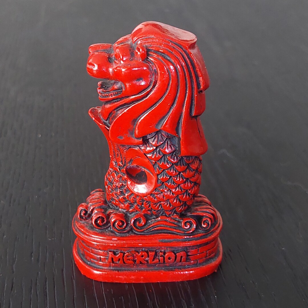 Vintage Red Carved Singapore Merlion - Etsy