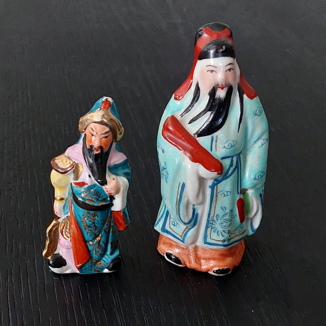 Vintage Pair of Chinese Wise Men Figurines Hand Painted, - Etsy