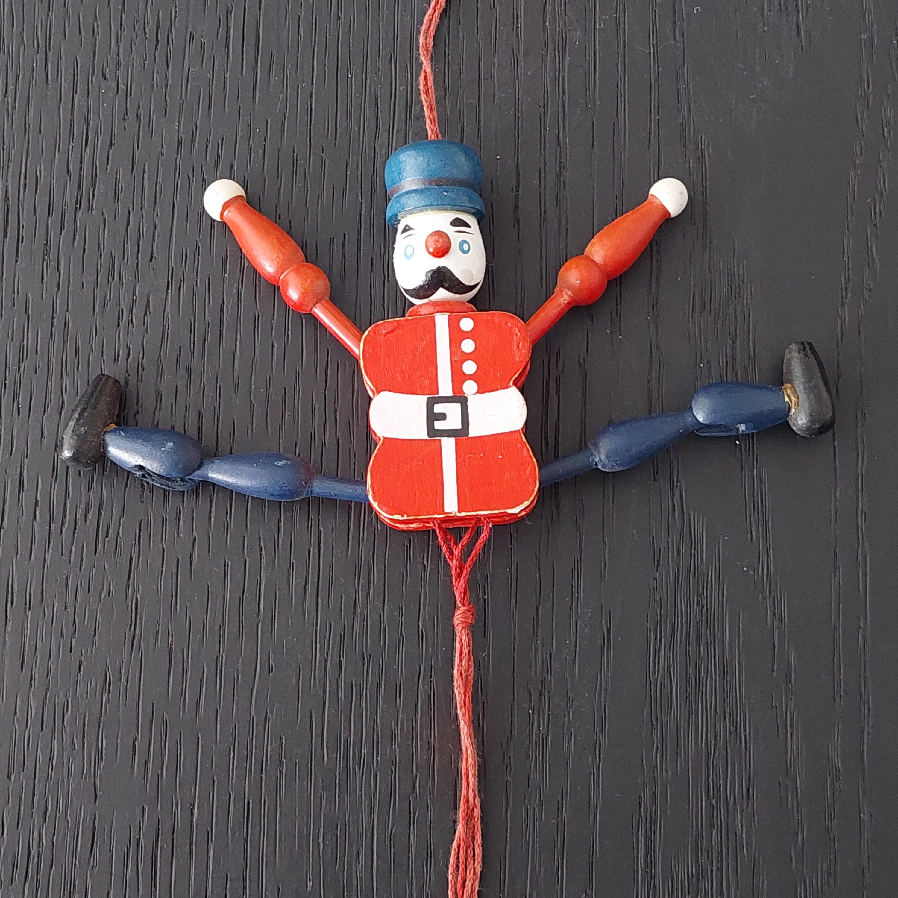 Vintage Wooden Pull String Soldier Toy With Segmented Arms & Legs ...