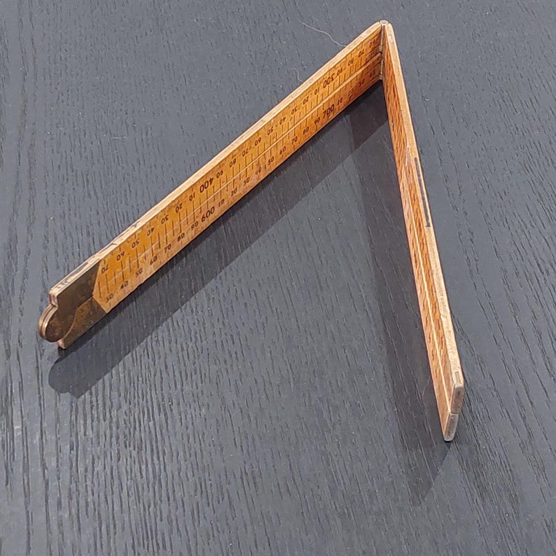 Vintage Boxwood Timber and Brass Rabone Folding Rulers, Made in England ...