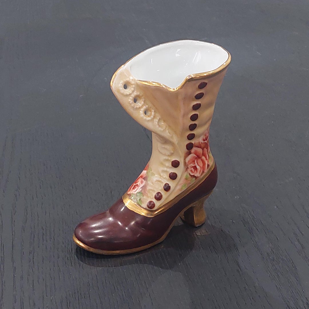 Vintage 1970's Victorian Spat Boot Vase, Stem Vase, Posie Vase ...