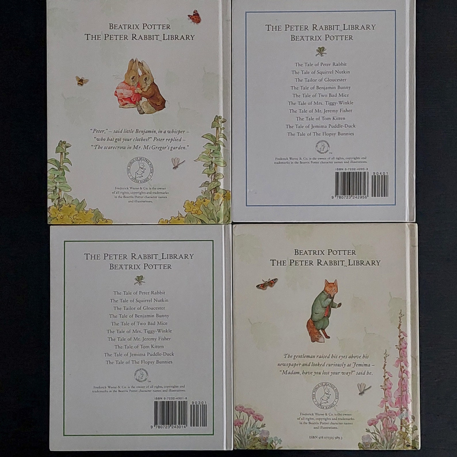 Beatrix Potter, Peter Rabbit, Collection of 4 Hard Cover Books, Vintage ...