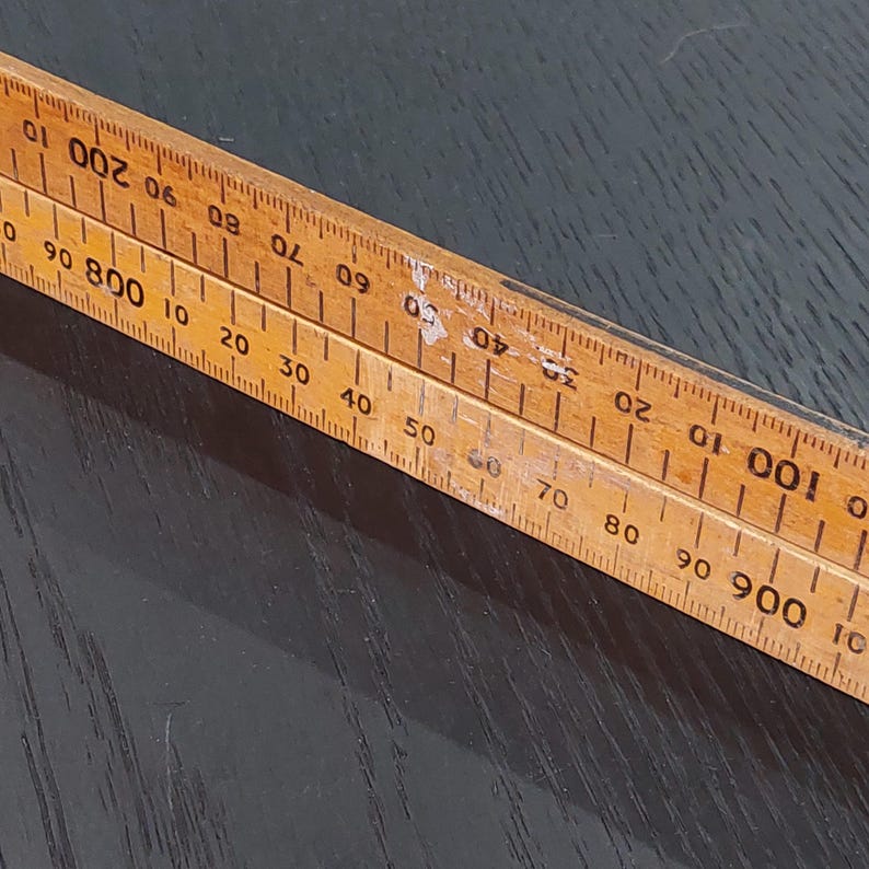 Vintage Boxwood Timber and Brass Rabone Folding Rulers, Made in England ...