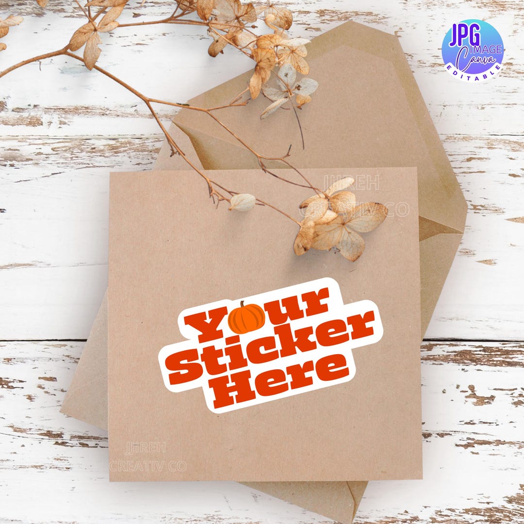 Fall Label Mockup, Round White Sticker Mockup, Autumn Tag Mockup ...