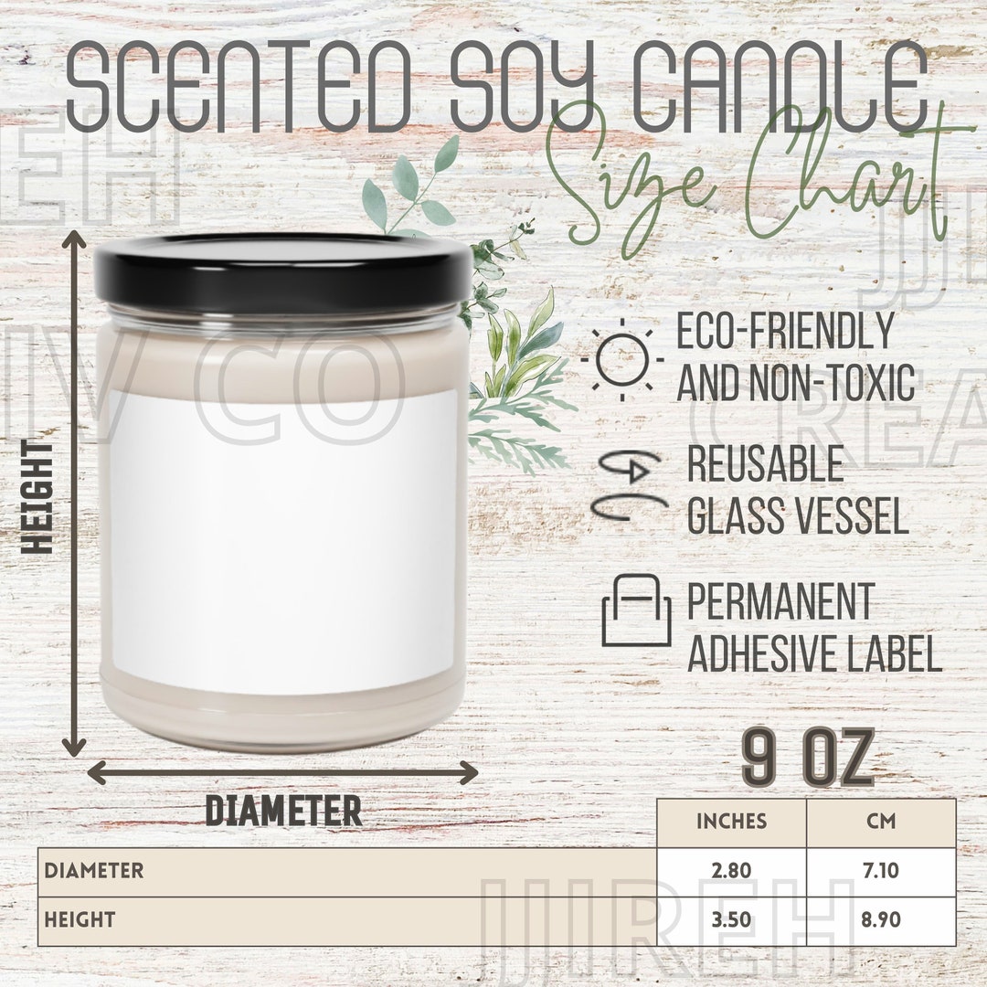 Scented Soy Candle Size Chart, Sizing Guide for Candle, Printify Candle ...