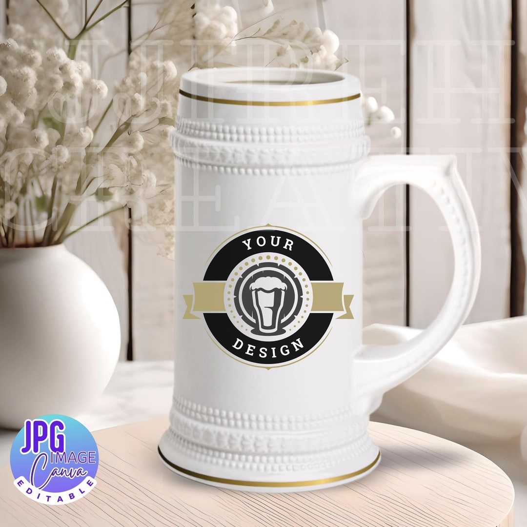 Beer Mug Mockup, Boho Theme Beer Mug Mockup, Printify Beer Mug Mockup ...