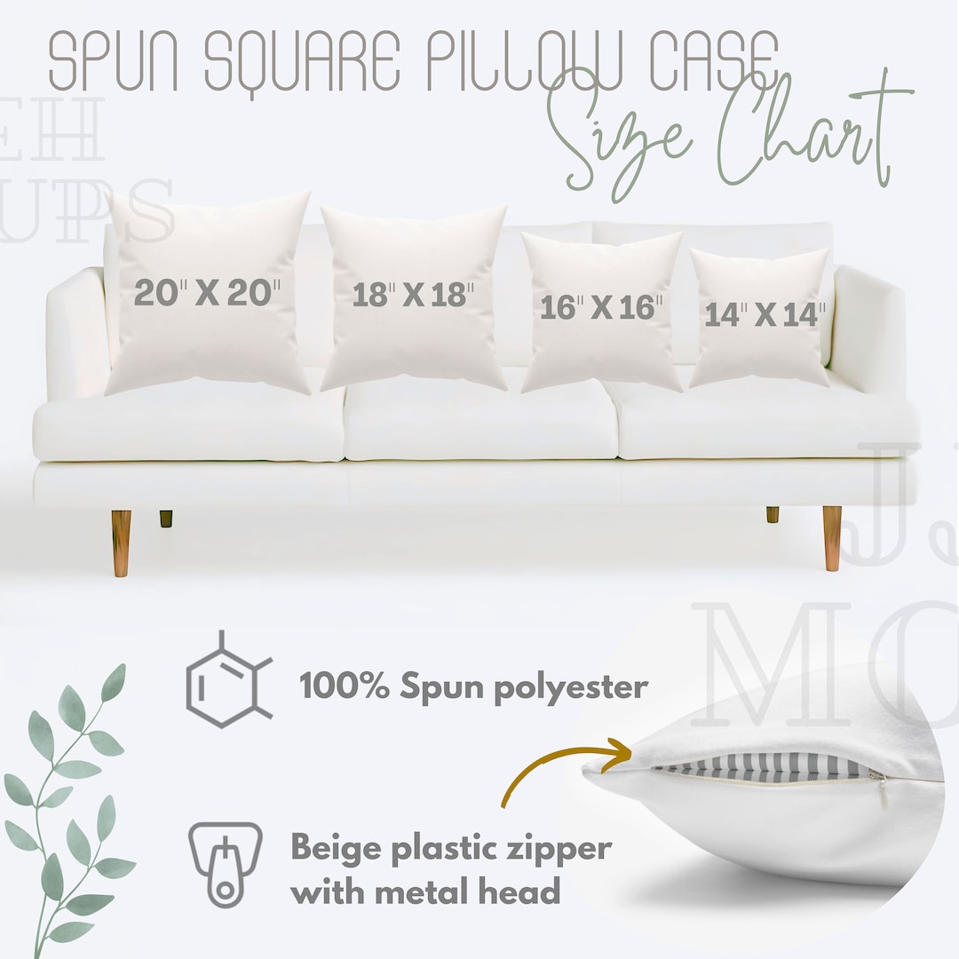 Pillow Size Chart, Square Pillow Case Size Chart, Spun Square Pillow ...